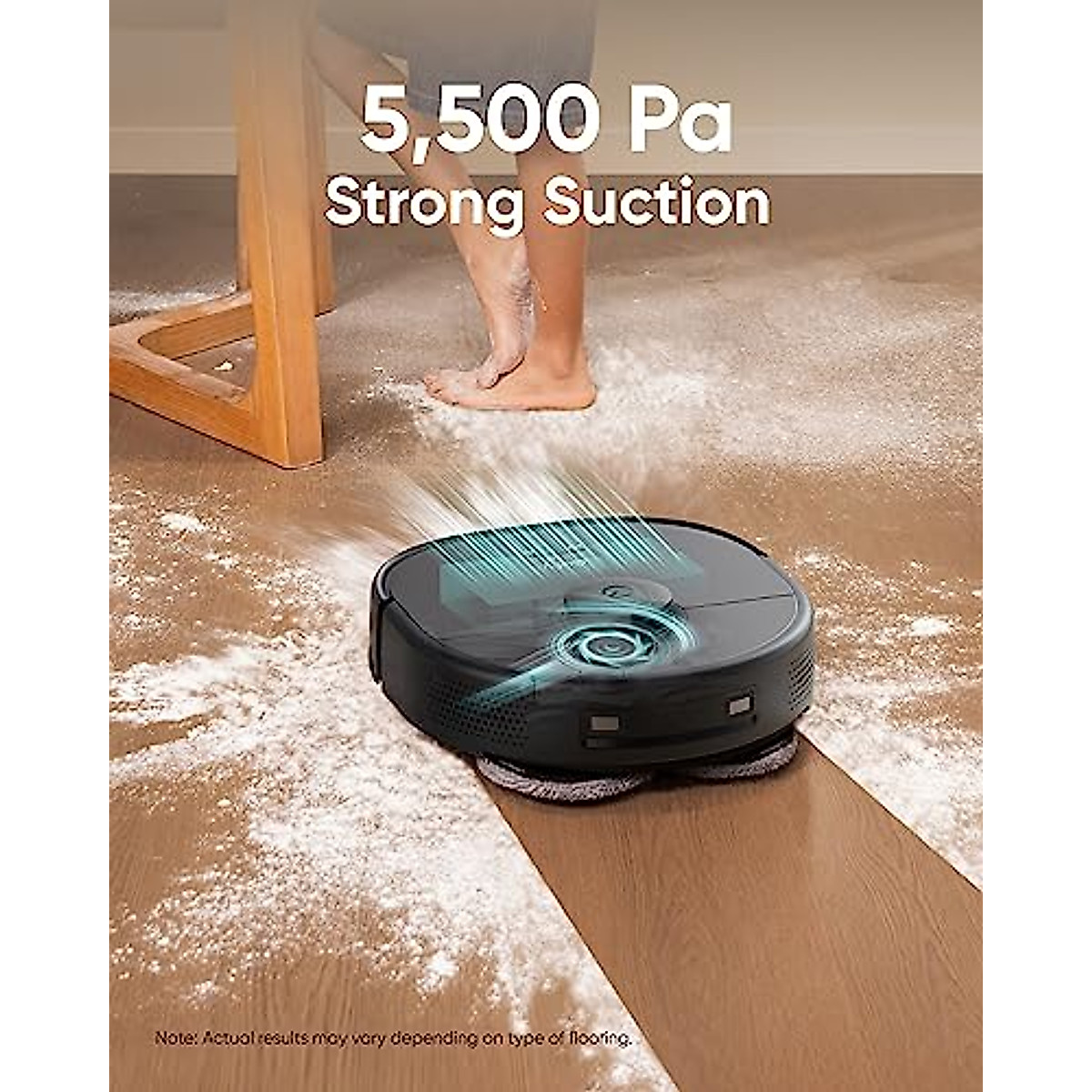 eufy Clean X9 Pro CleanerBot with MopMaster™ Adaptive Pressure Cleaning, 2 Rotating Mops, Carpet Detection with 12 mm Auto-Lifting Mops, Auto-Clean Station, 5,500 Pa Suction, and AI OBS
