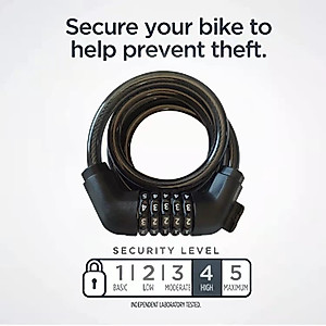 IDEALUX Bike Lock Cable, 4 Feet Resettable Cable Lock, Self Coiling 5 Digit Combination Bike Lock, Pefect for Locking Motocylce E Bike Scooter Skatebord (Black)