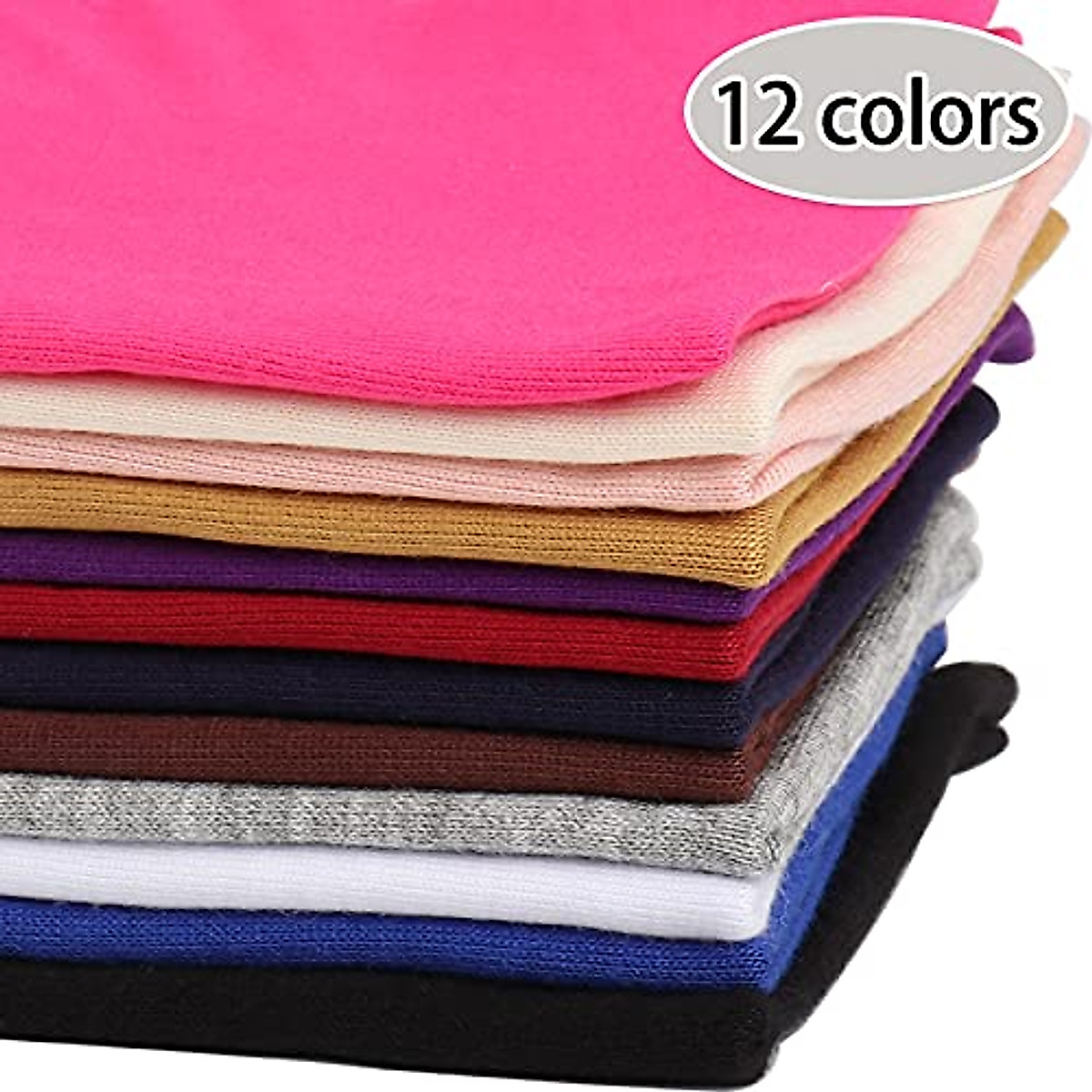 12 Pieces Under Scarf Hijab Cap Under Caps for Turban Head Wraps Scarf Solid Color Hijab Tube Unisex Stretch Dreadlocks Tube Neck Cover