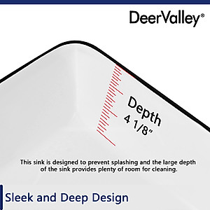 DeerValley DV-1V0002 Bathroom Sink 19" x 15" Bathroom Vessel Sink Rectangular Above Counter Vessel Sink, White Body Black Trim