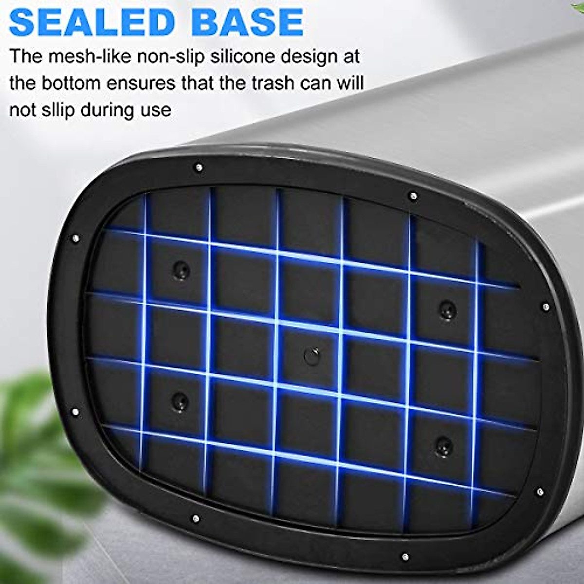 13 Gallon Kitchen Trash Can Garbage Can Waste Bin with Lid Automatic Touchless Stainless Steel Durable Trash Can for Home Office Living Room Bedroom, 50 Liter, Black