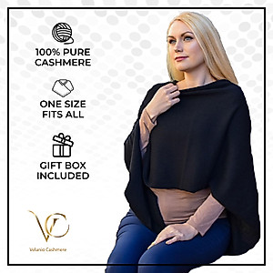 Velanio Cashmere Cashmere Knitted Poncho 100% Mongolian Cashmere Dress Topper for Women Wrap [Gift Box]