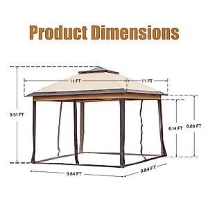 4 Sides Pop Up Canopy Outdoor Canopy Patio Canopy with Mosquito Netting Double-roofed & Extended Eaves