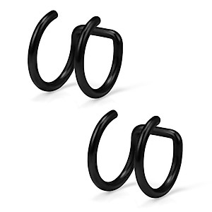 Ruifan Stainless Steel Ear Cuff Non piercing Fake Clip-on Cartilage Earring Set Women Men 6pcs - Black