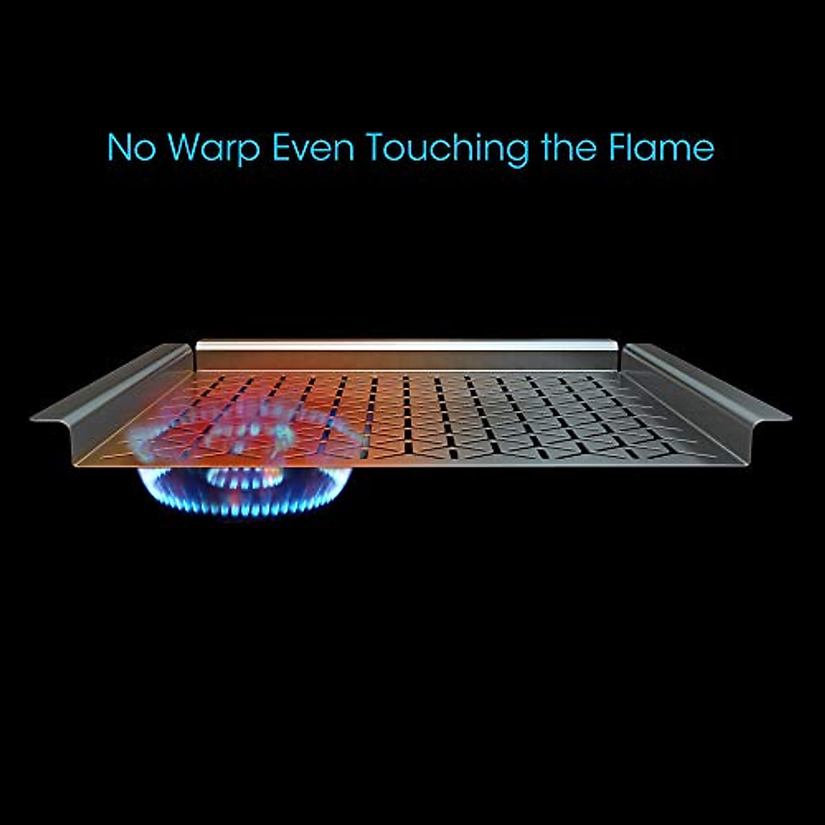 Unicook Grill Topper 16 Inch, premium Vegetable Grill Basket, Warp-Free Stainless Steel Grill Pan, Heavy Duty BBQ Tray Accessories for Grilling Veggie Seafood Meat and Kabob