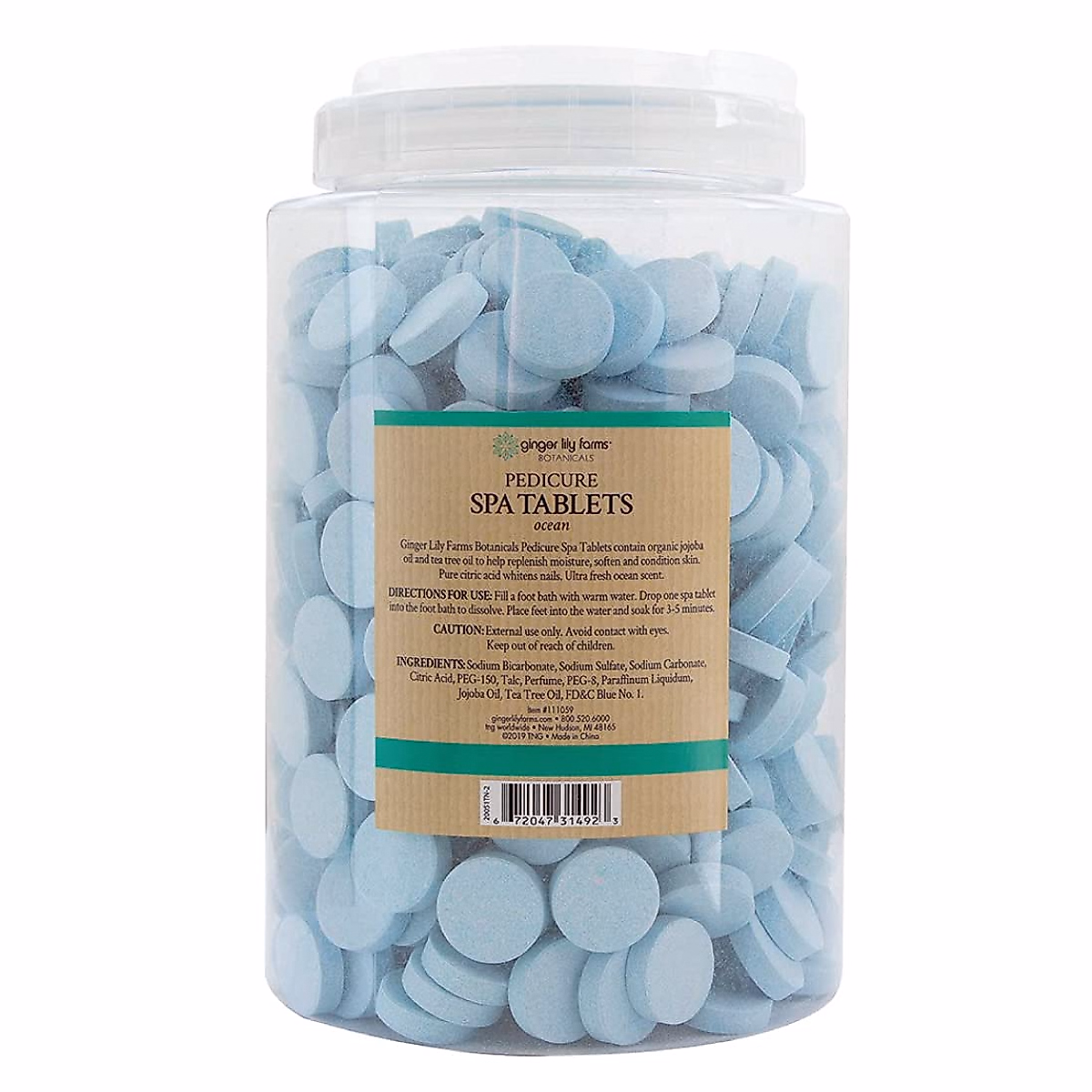 Ginger Lily Farms Botanicals Pedicure Spa Tablets, Natural & Organic, Replenishes Moisture, Softens & Conditions Skin, Ocean Scent, 105 Ounces, 500-Count