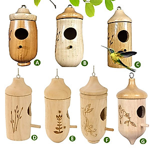 BOMEIQEE Hummingbird House, 4.5 Inches Mini Bird House, Wooden Hummingbird Swing Nest for Outside Hanging, Pet Cottage for Wren Swallow Sparrow Hummingbird Finch Houses (3PCS)