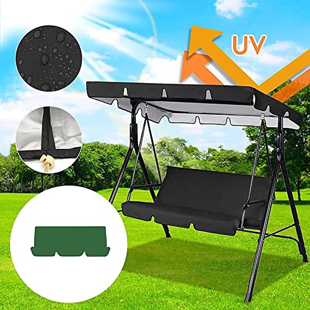 XYQSBY Patio Swing Waterproof seat Cover 60 inches, All Weather Protection Swing Replacement Base Covers for Swing Chair Outdoor Garden Furniture Pedestal Cover (Red,150×50×10cm/60×20×4in)