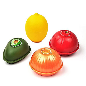 OUKEYI Fruit and Vegetable Storage Containers for Fridge, Avocado Saver Onion Storage Container Tomato and Lemon Keeper 4 Pack Set