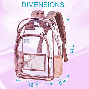 Clear Backpack, Heavy Duty Transparent Bookbag, See Through PVC Backpacks for Women - Pink