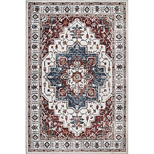 zesthome 8x10 Area rugs,Stain Resistant Washable Rug,Ultra-Thin Rugs for Living Room,Bedroom,Non-Slip Backing Home Decor Large Area Rug (Burgundy,8'x10')