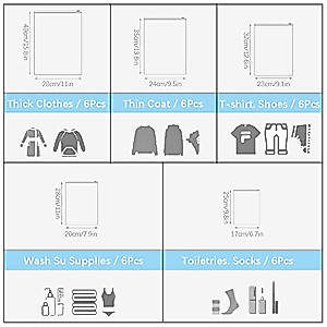 BieFuDan 30PCS Frosted Travel Storage Bags for Clothes,Zip-lock Seal Storage Bags Luggage Clothes Shoes Makeup Packing Pouch Organizer,Reusable Space Saver Packing Sacks Compression Bags (5 Size)