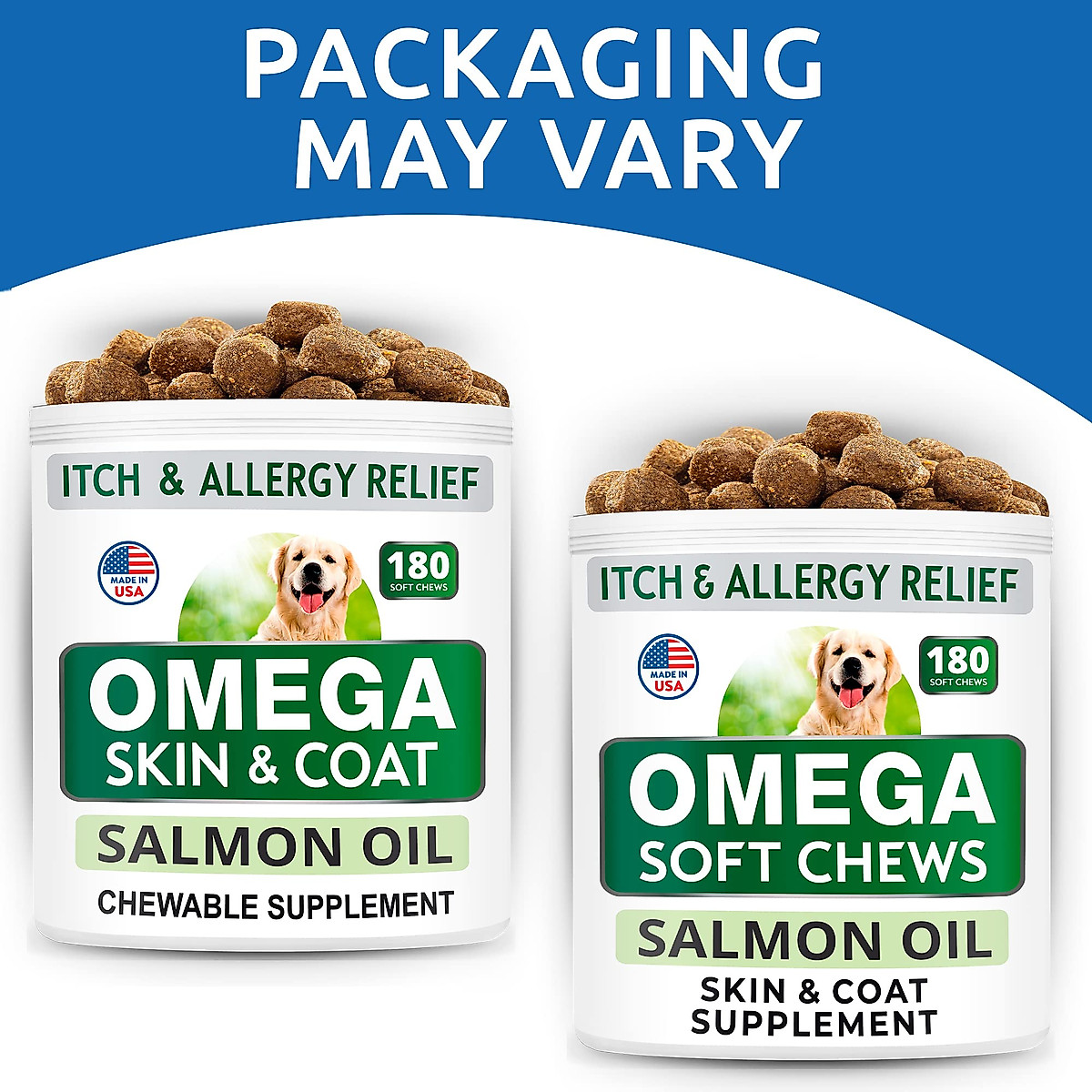 BARK&SPARK Omega 3 for Dogs - 120 Fish Oil Treats for Dogs - Skin and Coat Supplement - EPA & DHA Fatty Acids - Canine Salmon Oil - Anchovy