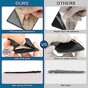 Fulgamo 2Pack Phone Wallet,Leather Phone Card Holder Adhesive Stick On Credit Card Pocket for Back of Phone Case iPhone and Android-Black