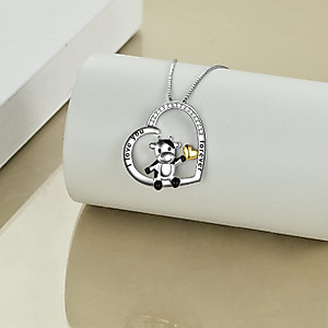POPLYKE Heart Cow Necklace Sterling Silver Cow jewelry for Women Daughter Necklace