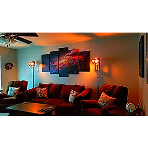 YUANKANG Vintage Industrial Black Retro Tripod Adjustable Floor lamp Parking Light,5 Meter Cable with Foot Switch Parking Light Tripod gooseneck for Living Room Bedroom Office bar Lighting (Pack of 2)