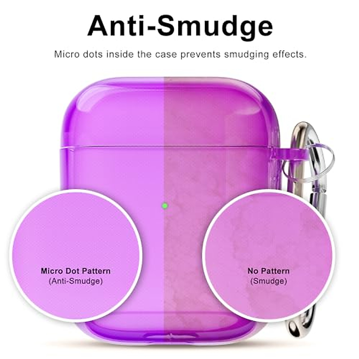 Svanove for Airpods Case Clear (1st/2nd), Transparent Cute Airpods 2nd Gerneration Case Silicone Cover Accessories, Soft TPU Rubber Airpods 1st Case for Women Girl, Neon Purple