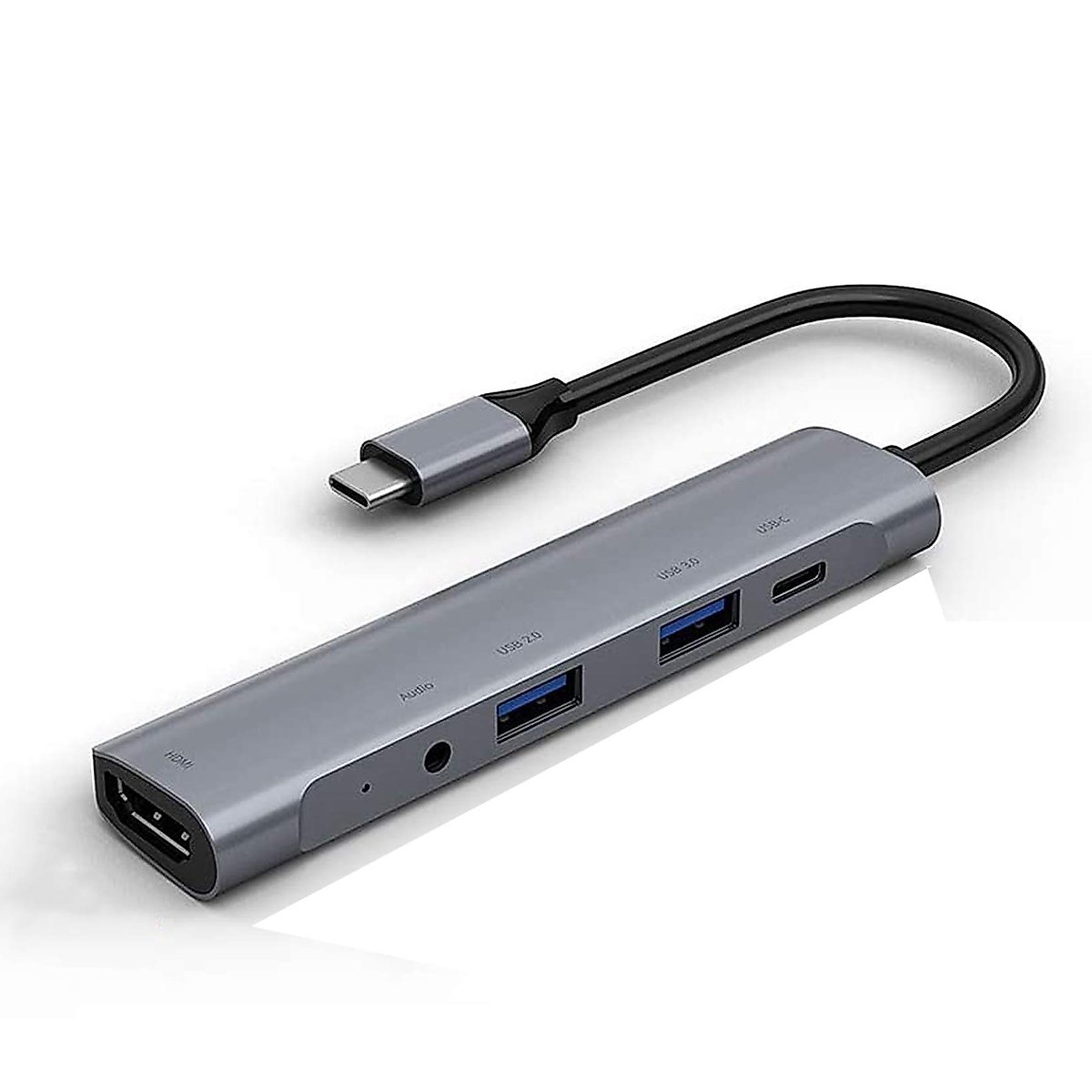 USB C HUB, 5 in 1 Type C Port Adapter with HDMI 4K, 3.5mm Audio Output, USB 3.0, USB 2.0, USB-C PD Charging, Type-C Docking Station for MacBook pro, iPad, Nintendo