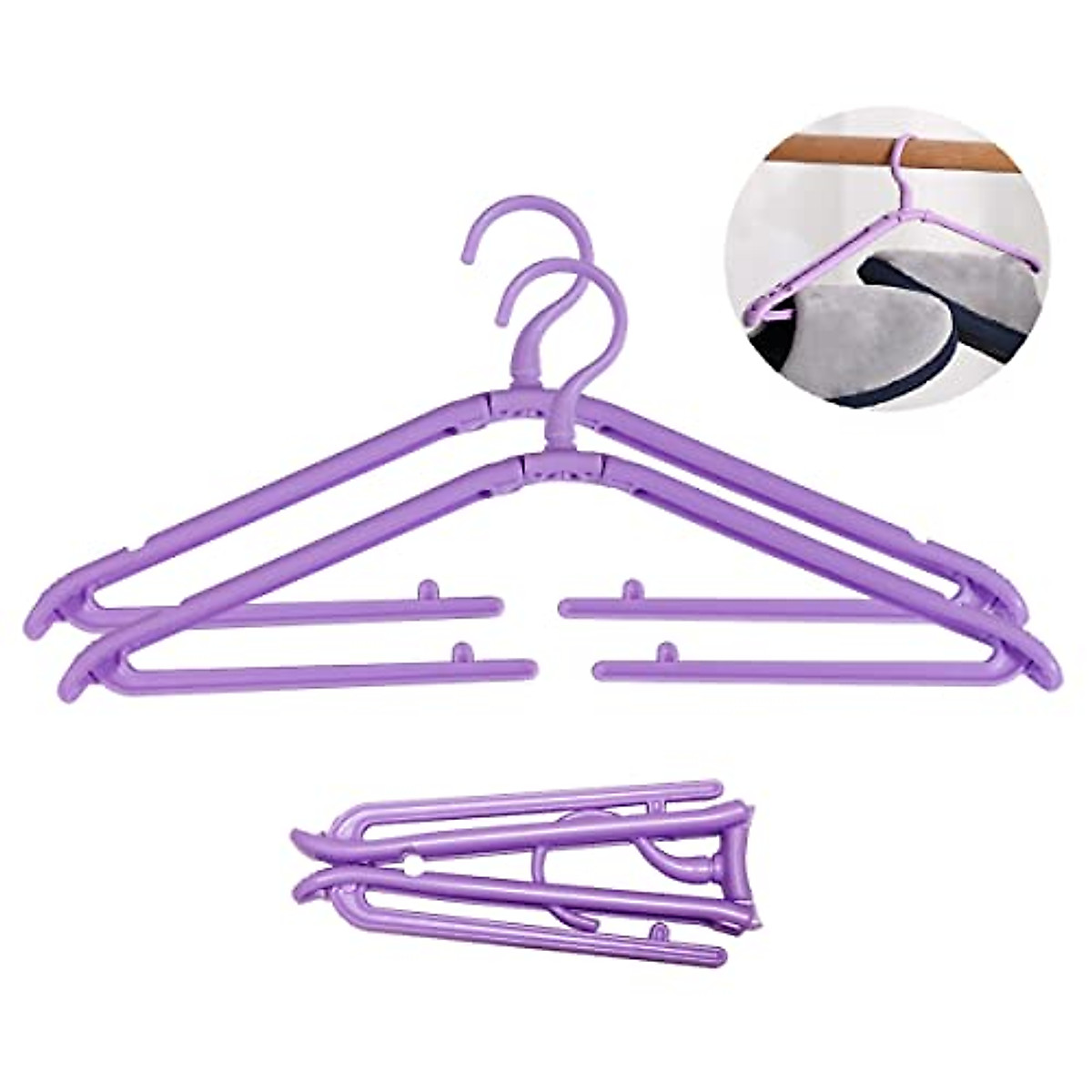 Fineget Travel Hangers Foldable Collapsible Hangers Clothes Hangers Coat Hangers Plastic Hangers Non Slip Hangers Purple Hangers