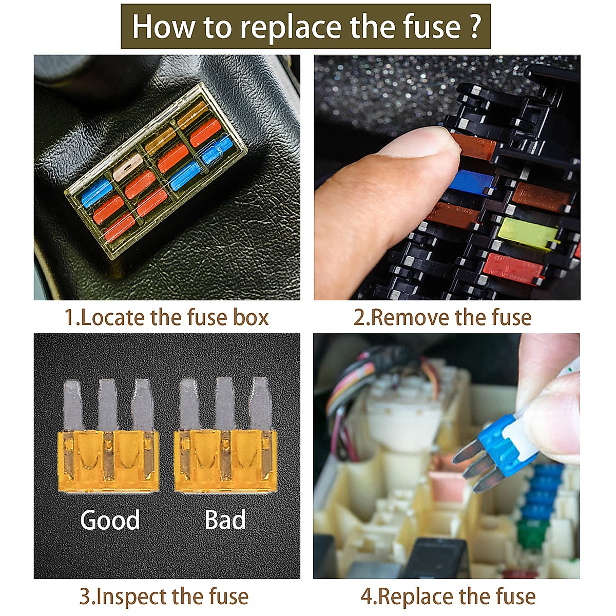 SINBRLAI AMP Micro 3 Fuse, 3 Prong Micro Blade Fuse, Applicable to The Maintenance, Replacement of Car, Automobile Trucks, Ships, Automotive Lighting (60PCS)