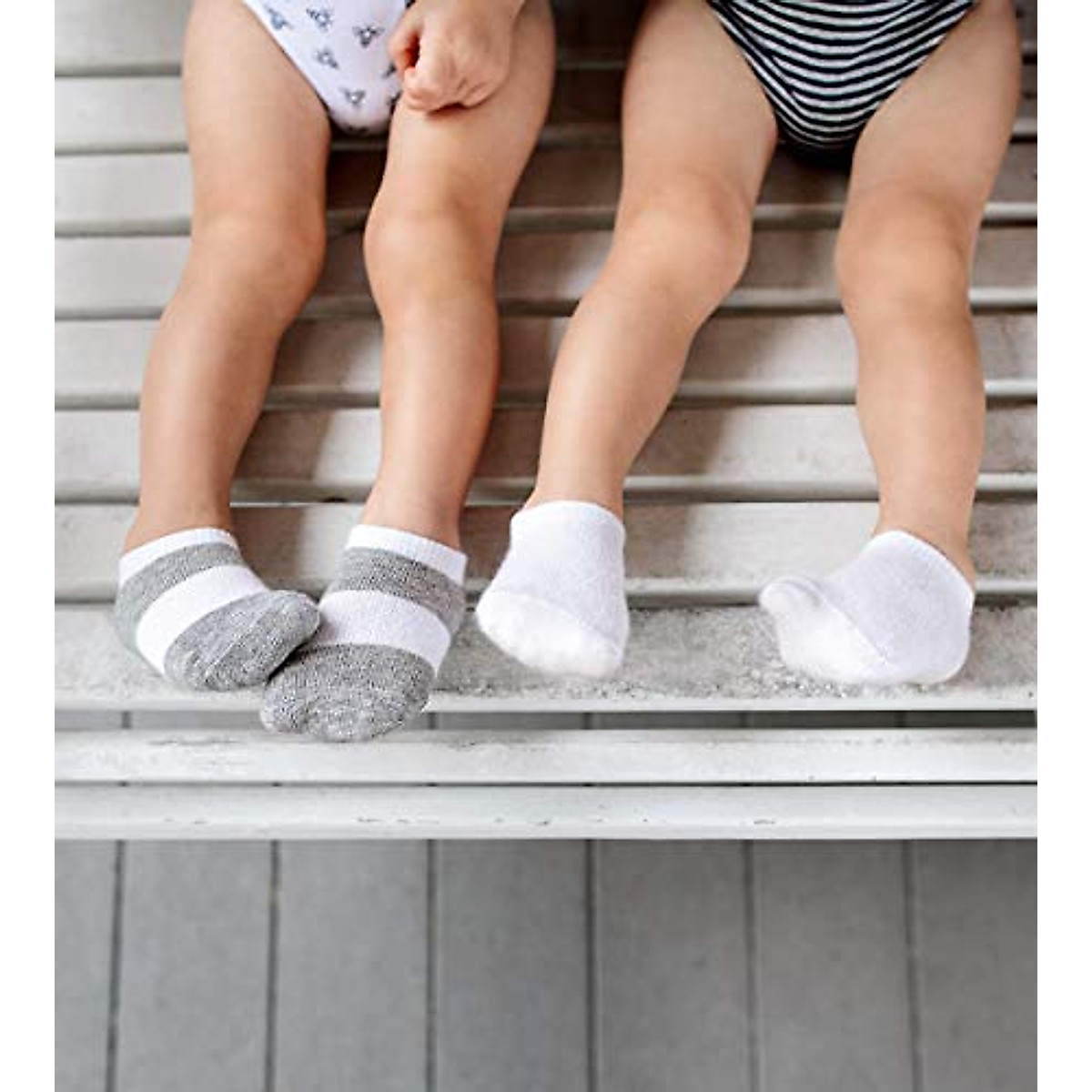 Burt's Bees Baby, Unisex Baby, 6-pack Ankle With Non-slip Grips, Made With Organic Cotton Casual Sock, Heather Grey/White, 3-12 Months US