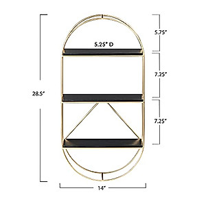 Main + Mesa Wood and Gold Oval Wall Shelf