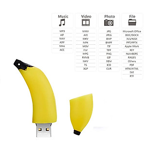 GARRULAX USB Flash Drive, 8GB / 16GB / 32GB Novelty Cute Cartoon USB Memory Stick Date Storage Pendrive Thumb Drives for Kids Children Collegue Student (32GB, Banana)