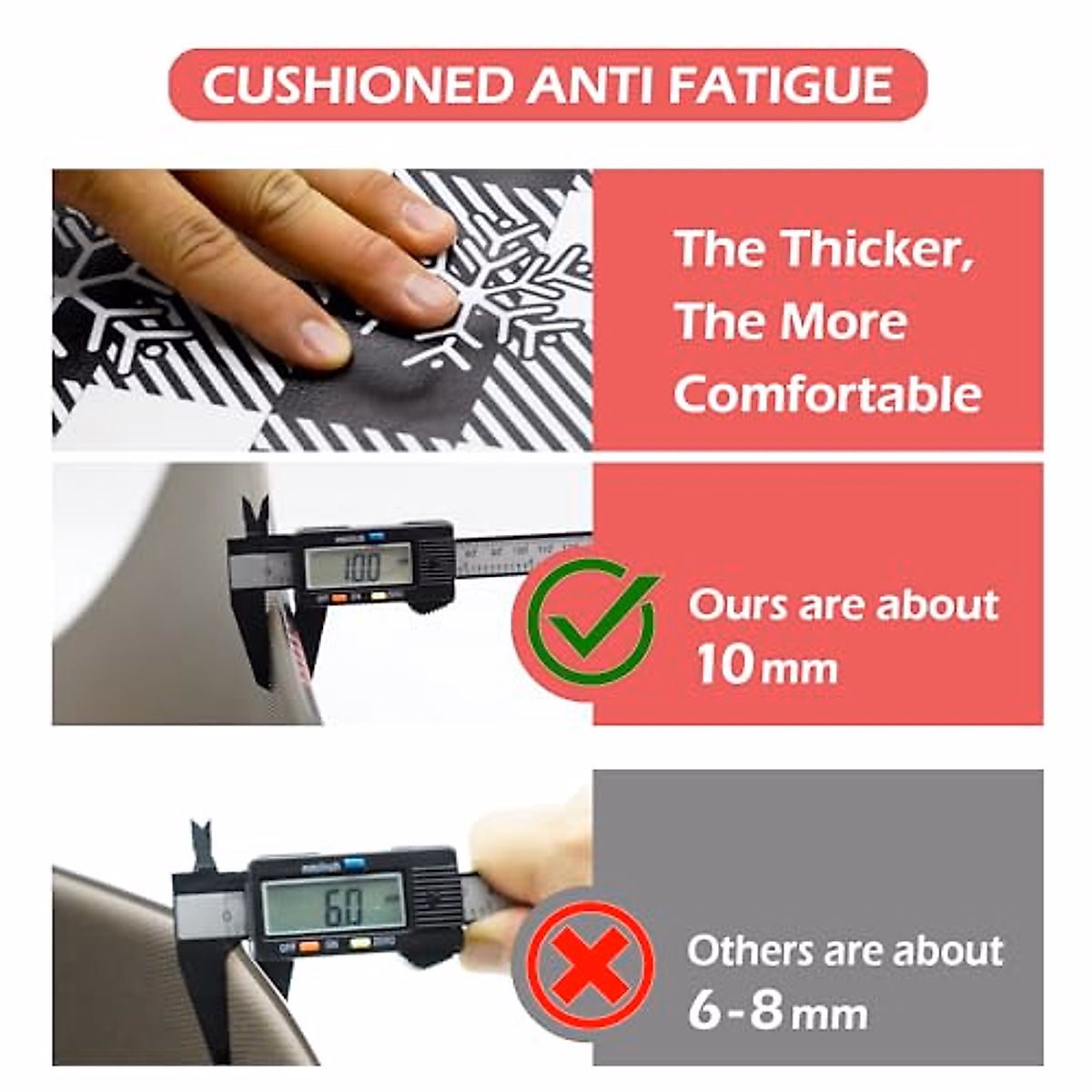 INFISIBLE Black and White Buffalo Plaid Christmas Kitchen Rugs, Non Slip Anti Fatigue Kitchen Mats Set of 2, Red Truck Christmas Decorations Cushioned Kitchen Rug for Floor and Sink