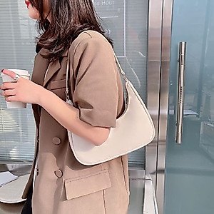 BMTLFG Shoulder Bags for Women, Women's Shoulder Handbags, Underarm Bag Crescent, Clutch Purse with Zipper, Retro Business Leisure Beige