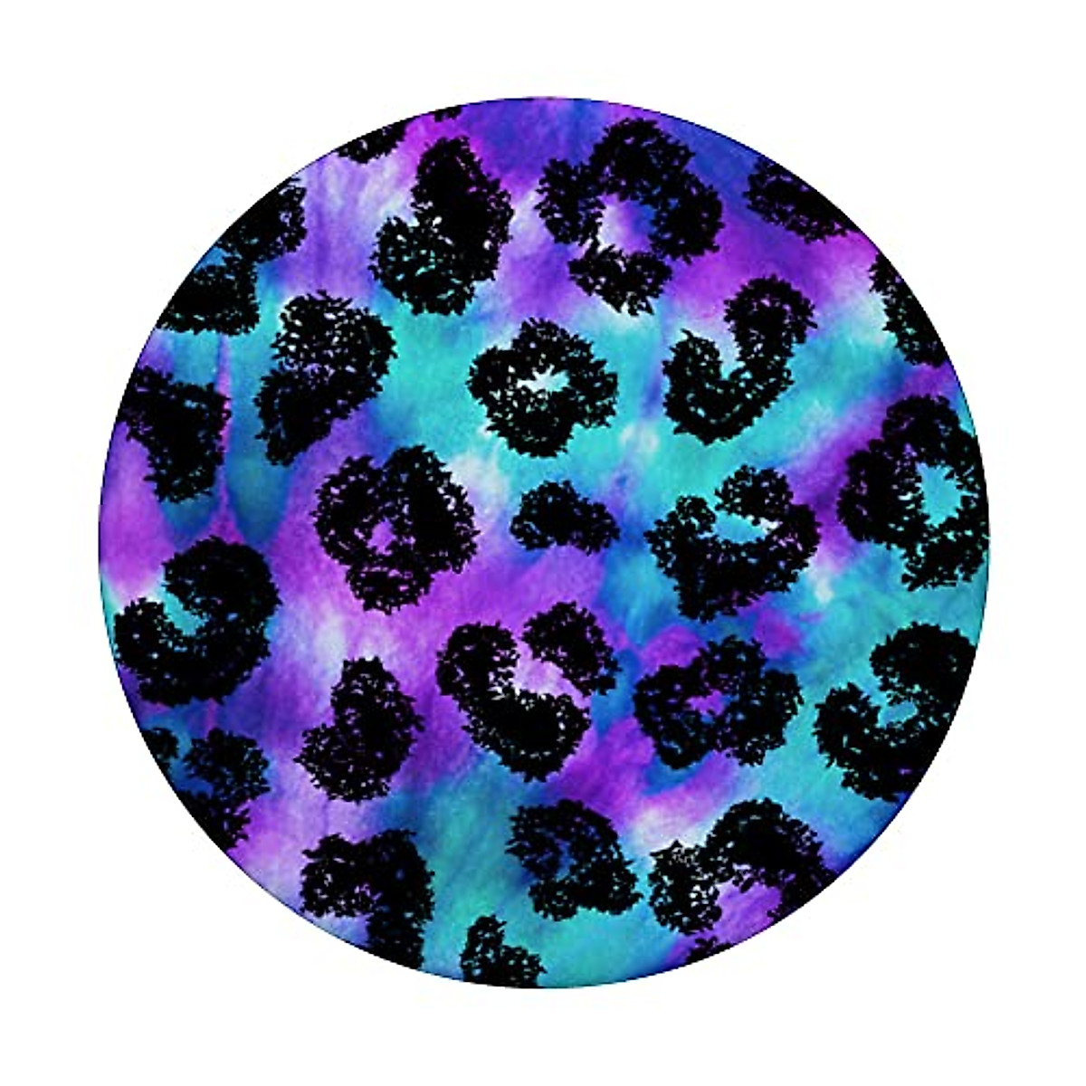 Purple Turquoise Leopard Tie Dye Print PopSockets Swappable PopGrip