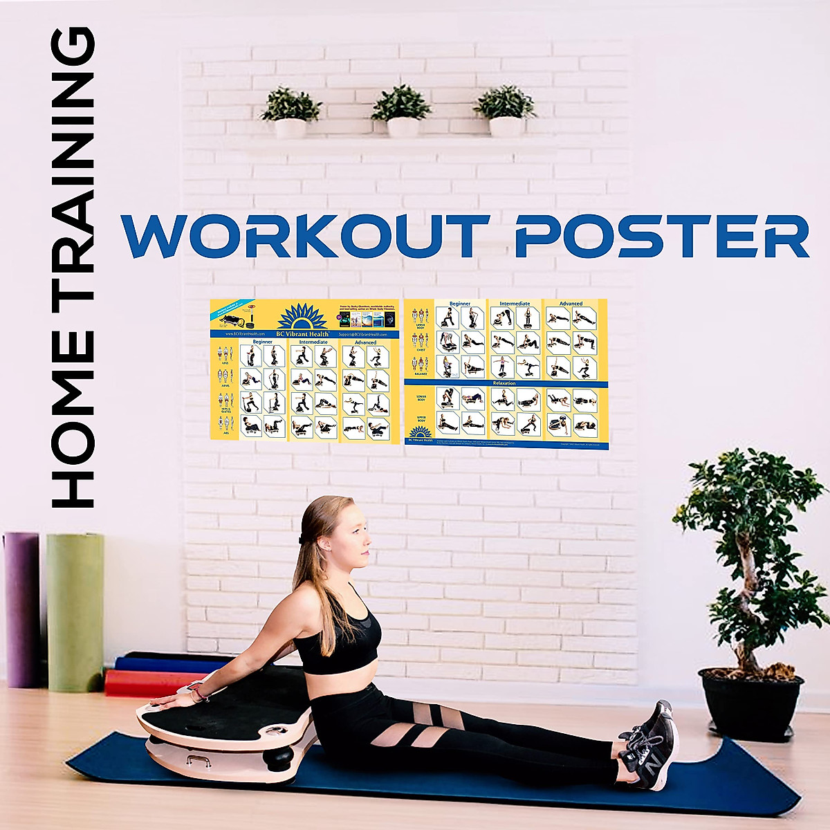 Full Body Vibration Poster Whole Body Vibration Plate Exercise Chart Workout Poster for Vibration Plate Exercise Machine