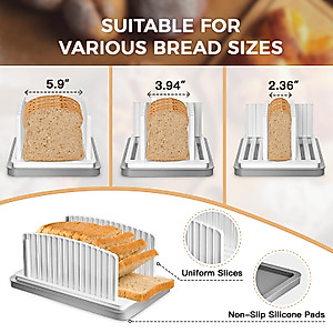 Bread Slicer Cutter for Homemade Bread: Bread Cutter Machine with Crumb Tray for Sourdough Rounds - Adjustable Width Bread Slicing Guide for Homemade Bagels Cake - Foldable and Compact Bread Cutting