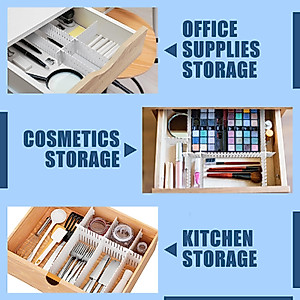 Blosssound 15Pcs Drawer Divider Adjustable Drawer Organizer 15 x 5.12, Deep, DIY Storage Organizer Separator with Fixed Buckle for Socks, Underwear, Makeup, Kitchen, Bedroom, Dresser