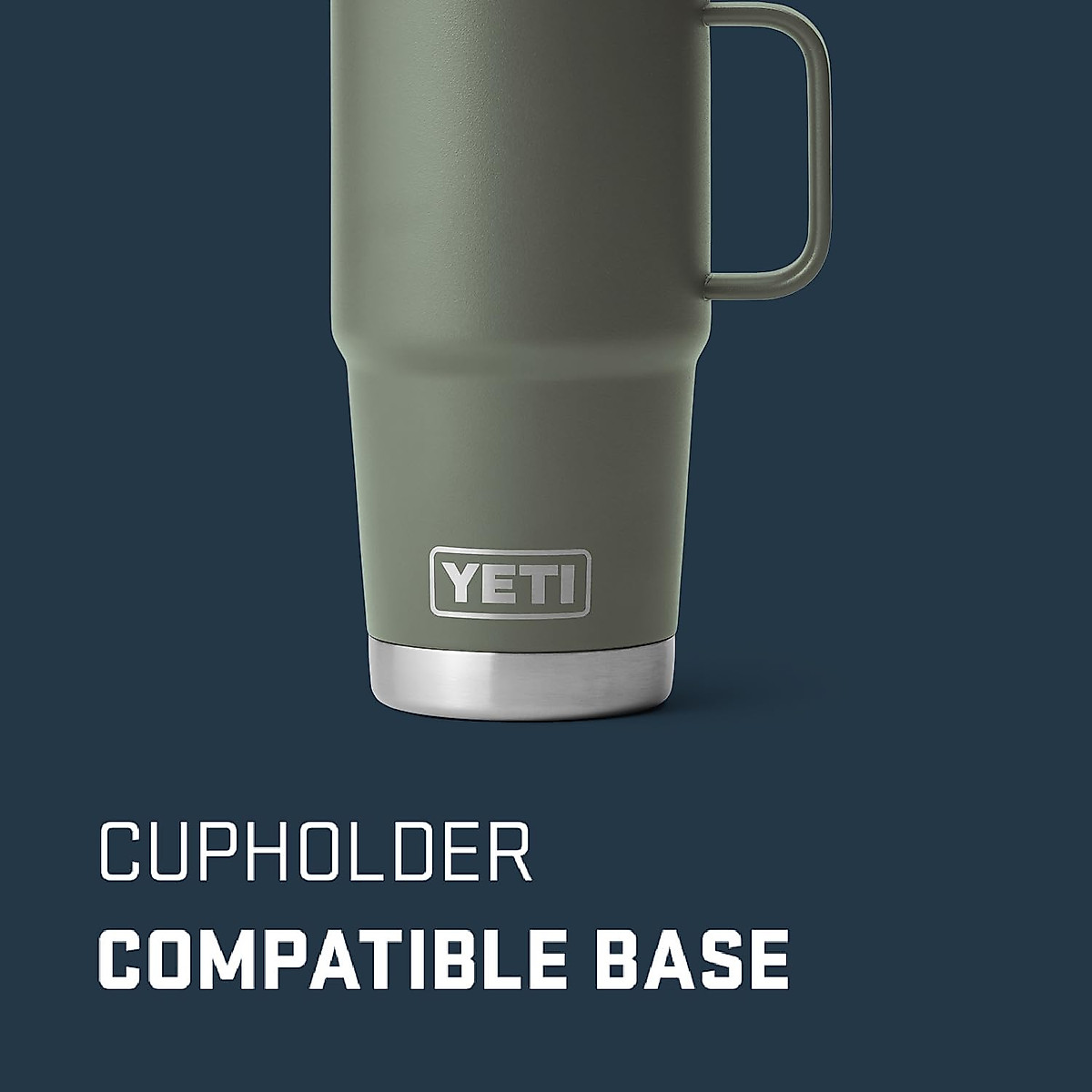 YETI Rambler 20 oz Travel Mug, Stainless Steel, Vacuum Insulated with Stronghold Lid, Camp Green