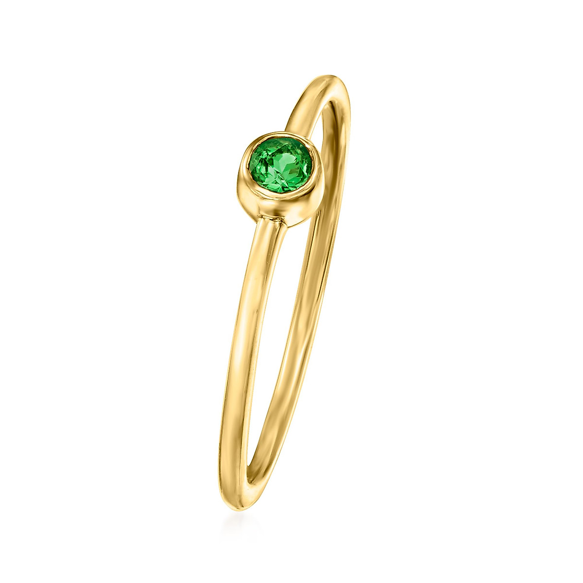 RS Pure by Ross-Simons 0.10 Carat Emerald Ring in 14kt Yellow Gold. Size 8