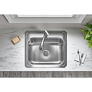 Elkay LK99 3-1/2" Deluxe Drain with Type 304 Stainless Steel Body, Strainer Basket, Rubber Seal, and Tailpiece