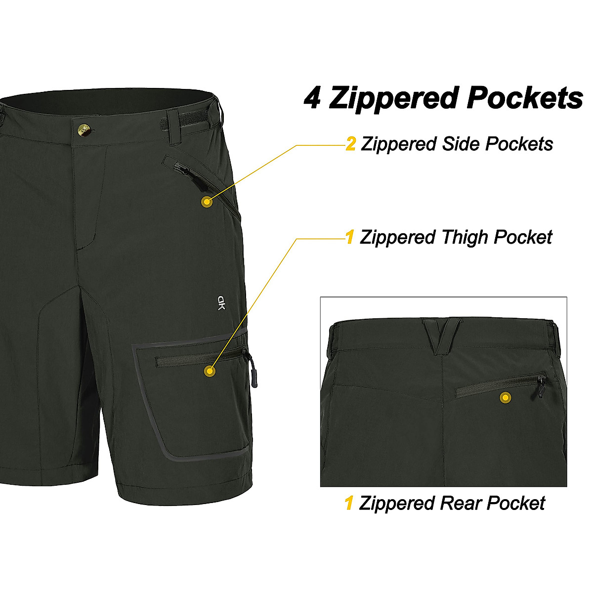 Little Donkey Andy Men's Lightweight Quick Dry Hiking Shorts Breathable Outdoor Cargo Shorts for Fishing Travel Casual Army Green S