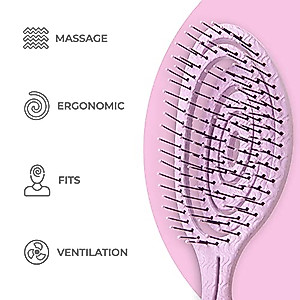 Ninabella Organic Detangling Hair Brush for Women, Men & Children - Does not Pull on Hair - Hair Straightening Brushes for Straight, Curly & Wet Hair - Unique Spiral Hairbrush