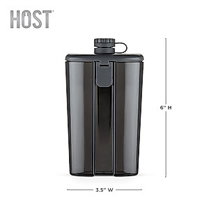 Host Easy-Fill Hip Liquor Flask for Alcohol with Hinged Refill Lid and Hinged Lid, Dishwasher Safe BPA-Free Plastic, Grey, 6 Oz, Set of 1