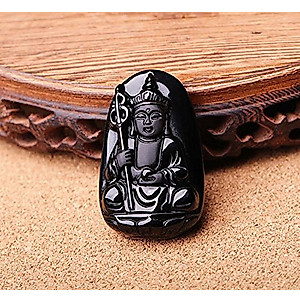 Ksitigarbha Natural Obsidian Amulet Pendants