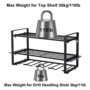 CASOMAN Heavy Duty Power Tool Organizer, Electric Drill Storage Rack, Drill Holder Wall Mount, Holds 5 Drills, for Garage, Home, Workshop