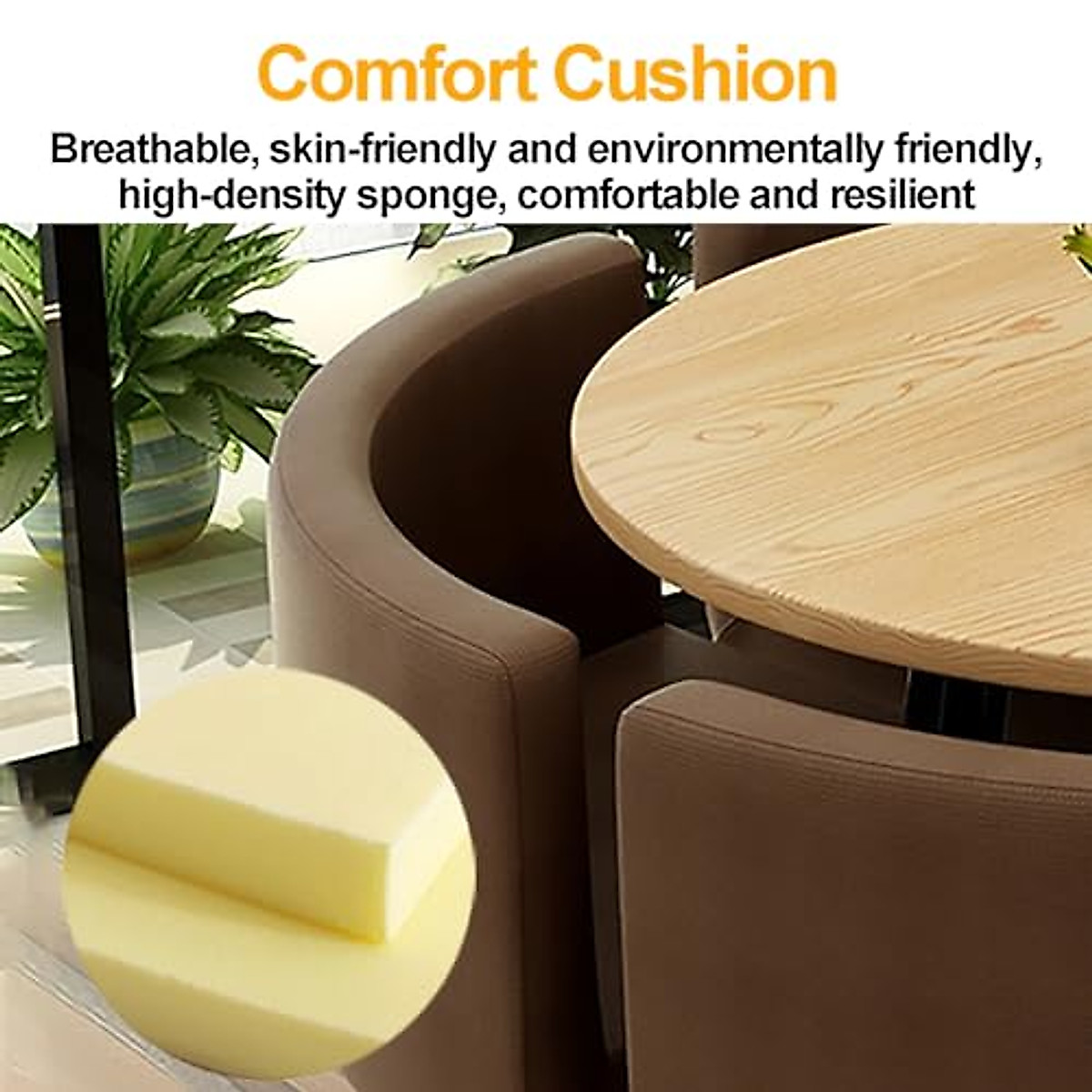 Round Dining Table And Chair Set,Round Dining Table And Upholstered Chairs For Four Person,Table Office Conference Table,Balcony Table,Office Conference 80cm,Bedroom Cafe Hotel Corridor Apartment ( Co