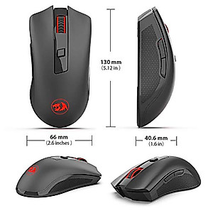 Redragon M652 Optical 2.4G Wireless Mouse with USB Receiver, Portable Gaming & Office Mice, 5 Adjustable DPI Levels, 6 Buttons for Desktop, MacBook, Notebook, PC, Laptop, Computer