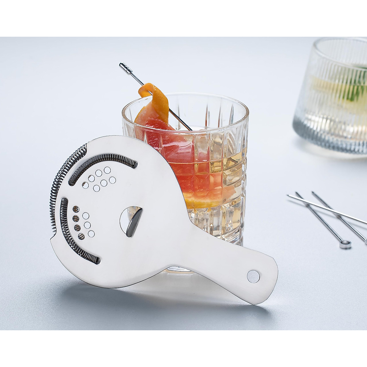 Derrison Hawthorne Strainer, Stainless Steel Cocktail Strainer with High Density Spring for Professional Bartenders and Mixologists, Mirror Polished, One Strainer