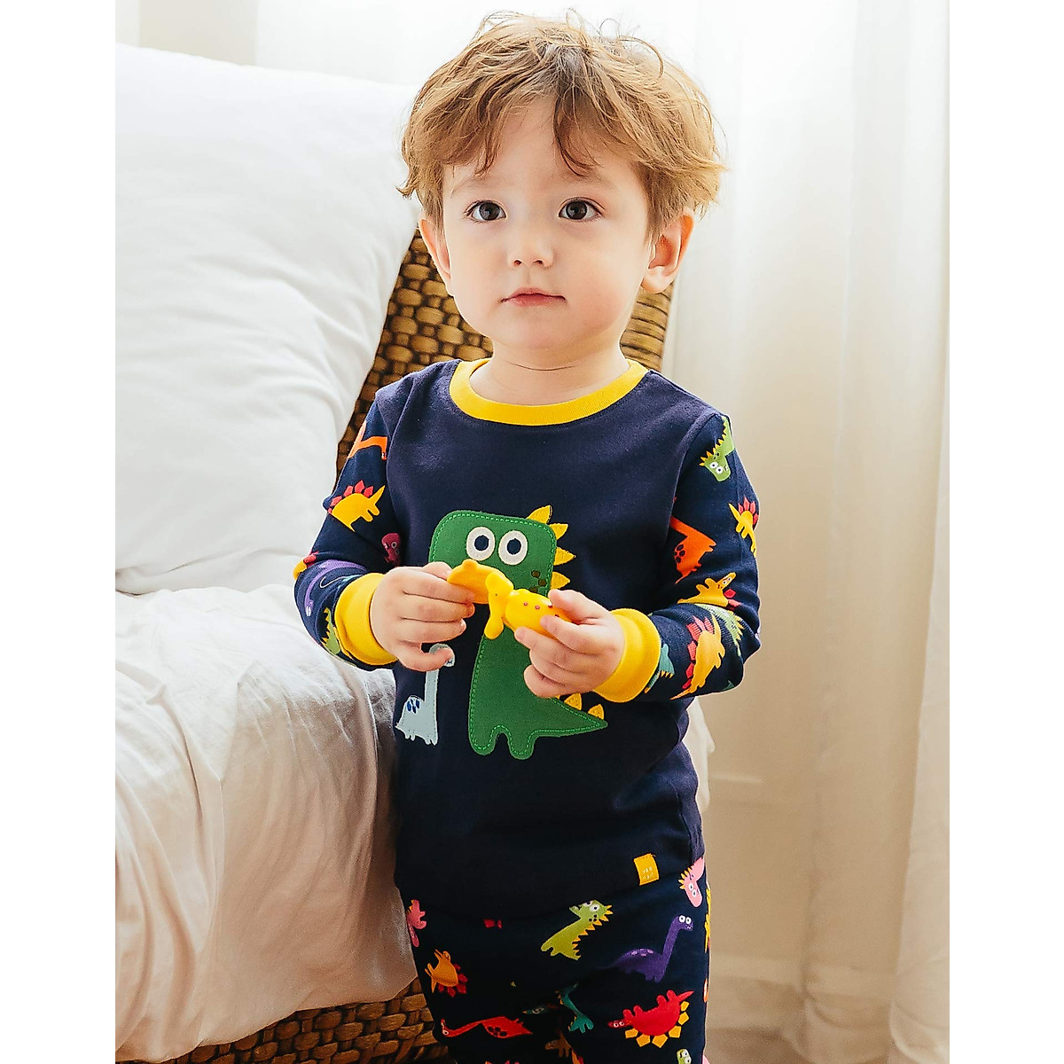 VAENAIT BABY Kids Boys Girls Long Sleeve Cotton Sleepwear Pajamas 2pcs Set Buddy Dino 4-5T/L