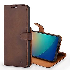 Snakehive Samsung Galaxy S23 Leather Case | Genuine Leather Wallet Phone Case with Card Holder | Flip Folio Case/Cover with Stand | Compatible with Samsung Galaxy S23 | (Brown)