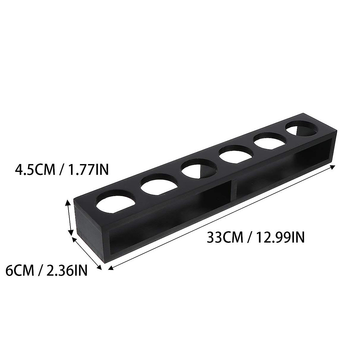 DOITOOL Black Shot Glass Holder Rack, Professional Wooden Holder for Tequila, 6 Thick Base Shot Serving Tray for Whiskey, Vodka, Tequila, Cocktail, Soju, Party, Bar, Nightclub