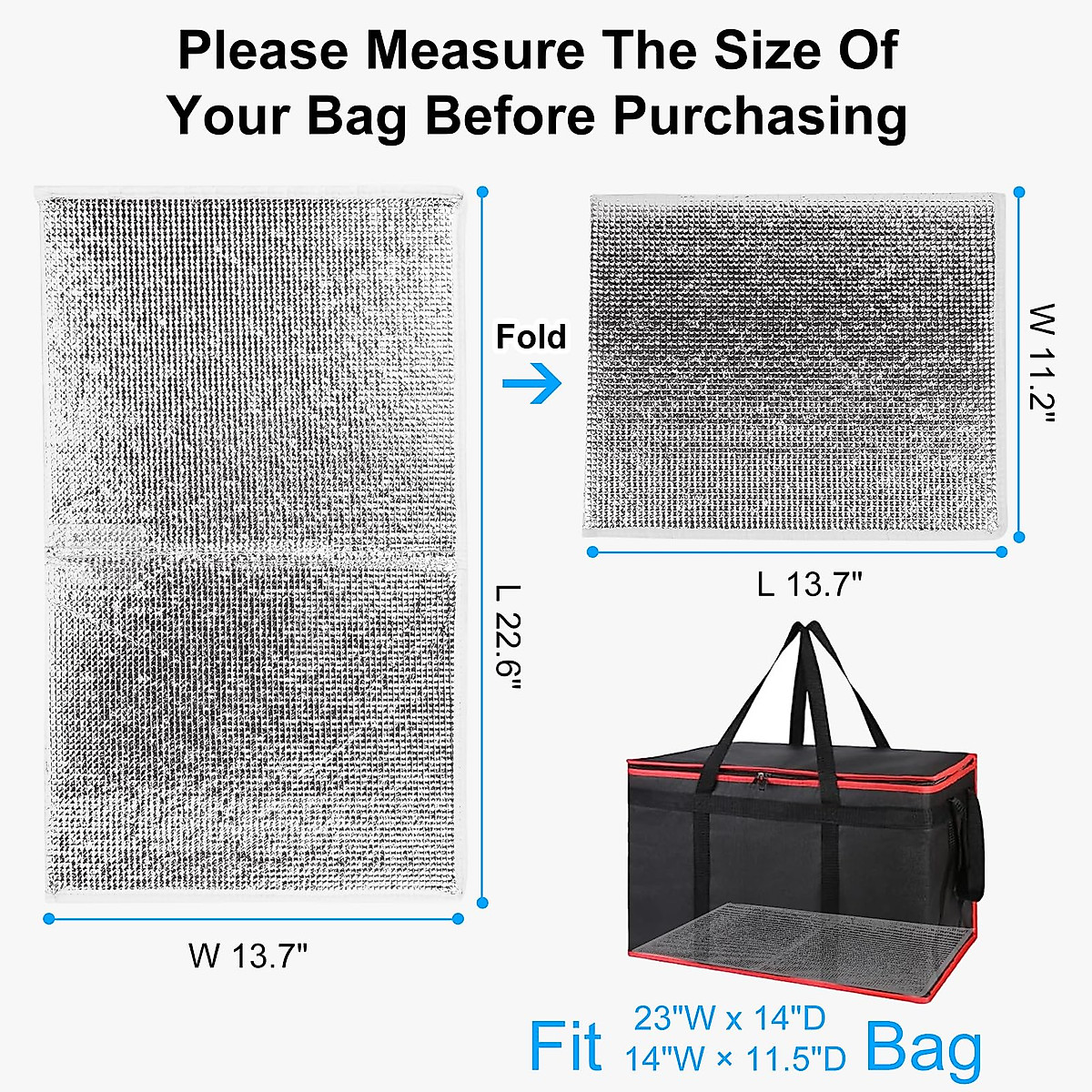 Bodaon 1PK Removable Hard Bottom for 23"W x 14"D Bag, XXX-Large Foldable Insulated Plate for Reusable Grocery Shopping Bags, Sturdy Supporter for Food Delivery Cooler Bag, Board for Catering Doordash