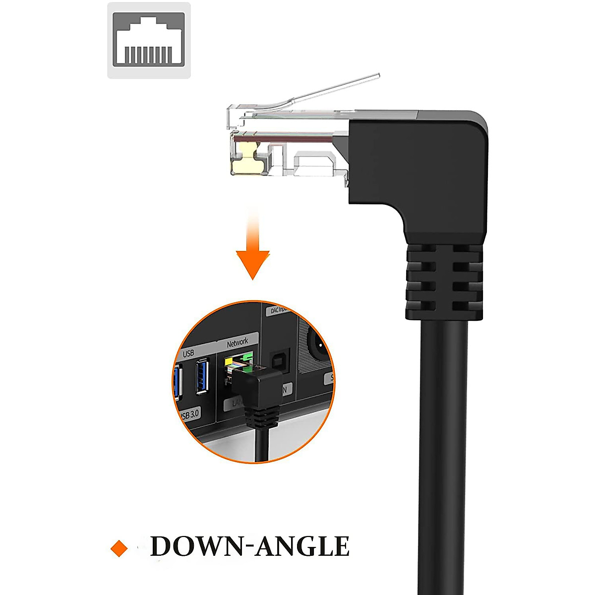 CableCreation CAT6 Ethernet Patch Cable RJ45 LAN Cable Gigabit Network Cord 90 Degree Downward Angled,Bandwidth up to 250MHz 1Gbps for PC, Router, Modem, Printer, Xbox, PS4, PS3-10 Feet,Black