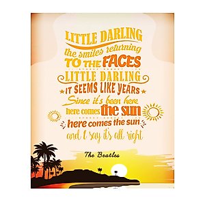 Here Comes the Sun - The Beatles Retro Music Decor Wall Art, This Vintage Wall Decor Music Poster, Is a Great Wall Print For Home Decor, Office Decor, or Man Cave Room Decor Aesthetic, Unframed - 8x10